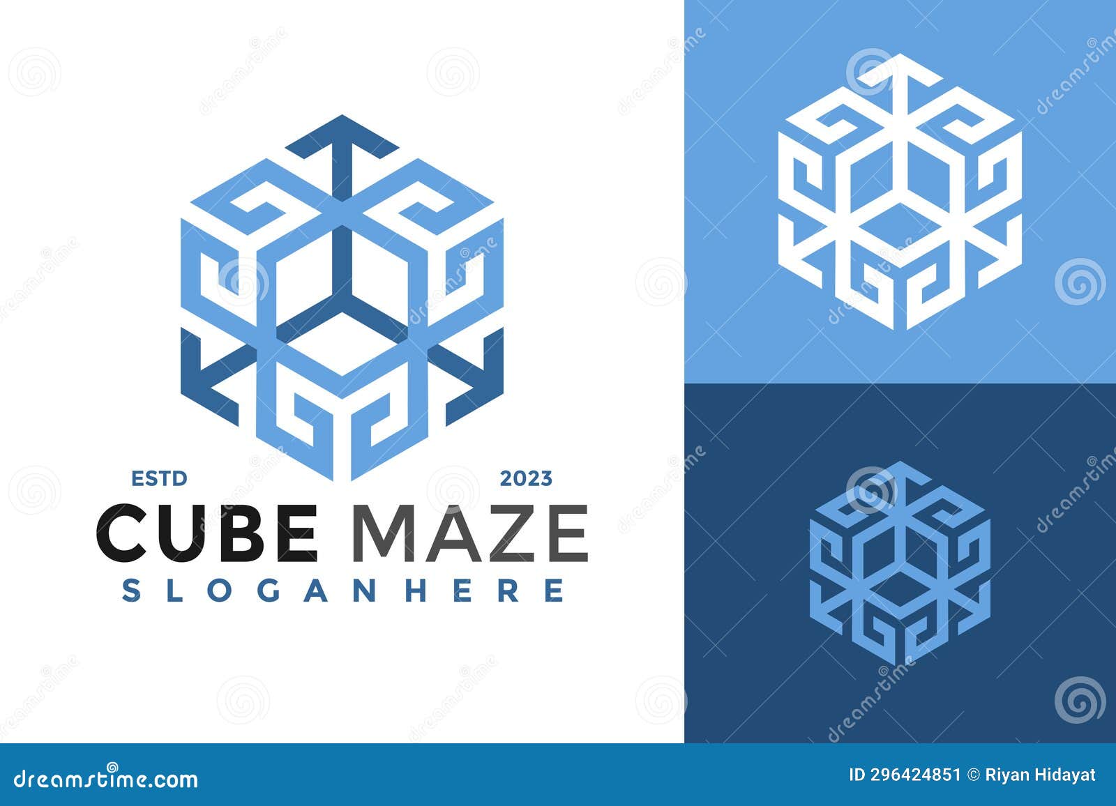 Cube Maze Logo Design Vector Symbol Icon Illustration Stock Vector - Illustration of hexagon ...