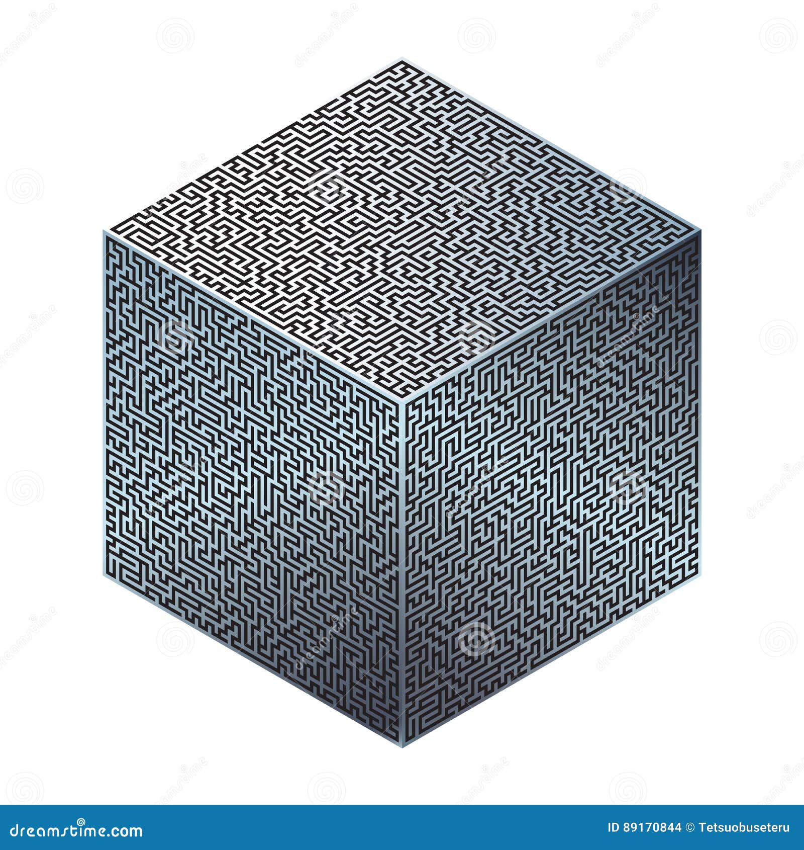 Cube Maze stock vector. Illustration of geometry, metal - 89170844