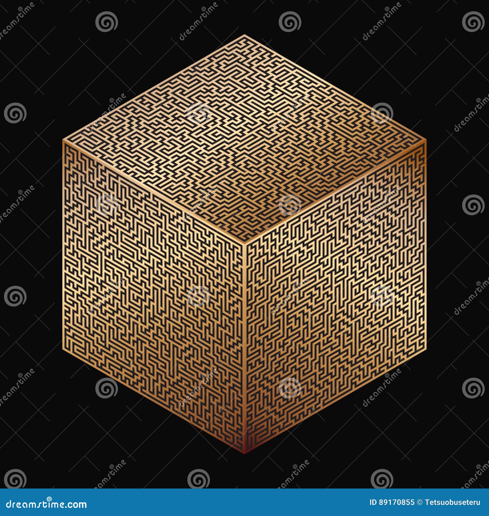 Cube Maze stock vector. Illustration of maze, metal, labyrinth - 89170855