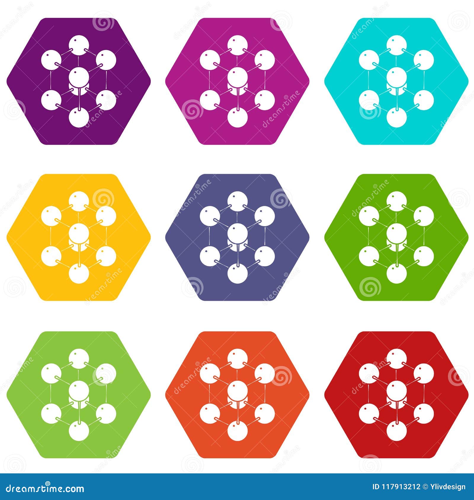 Cube Molecule Icons Set 9 Vector Stock Vector - Illustration of linear ...