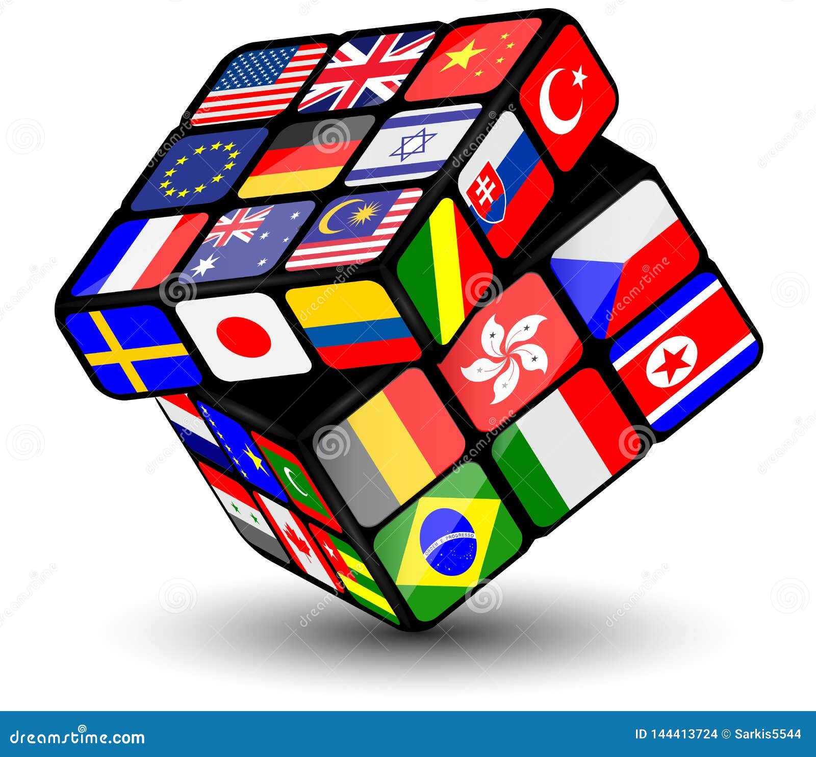 Cube with national flags editorial stock image. Illustration of algeria ...