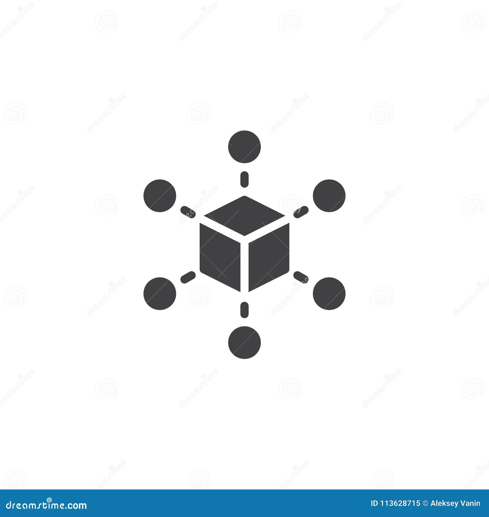 Cube Network Connection Structure Vector Icon Stock Vector