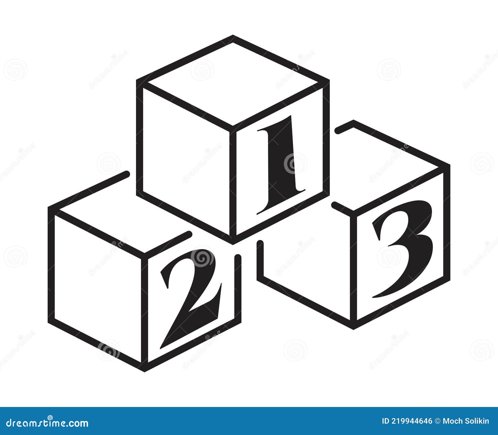 Cube 123 Number Blocks Line Art Icon for Apps and Websites Stock Vector ...