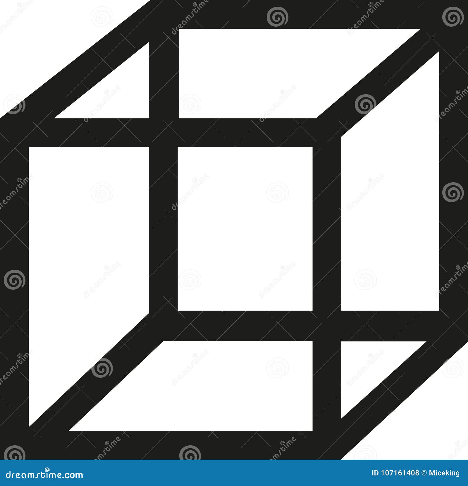 Cube outline black stock vector. Illustration of block - 107161408