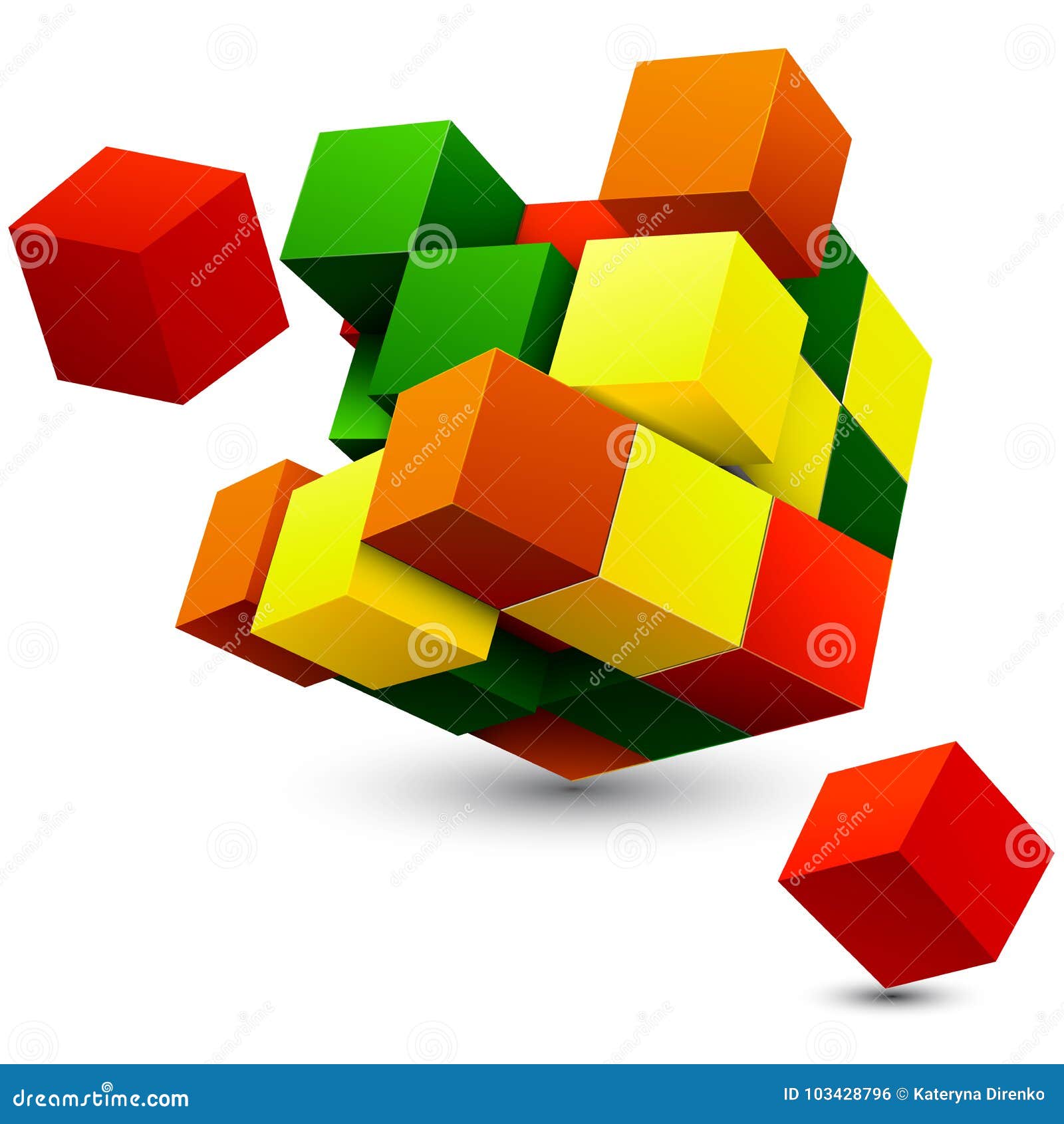 Cube with Perspective. 3d Model of a Cube Stock Illustration ...