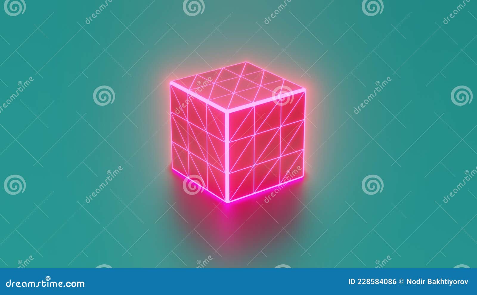 Cube with Pink Glowing Light 3d Render Stock Illustration ...