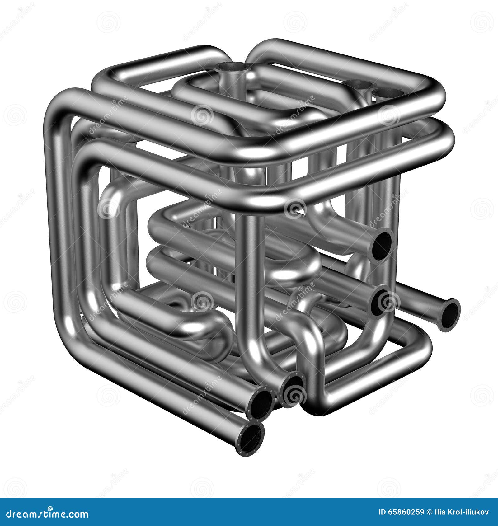 Cube of Pipes on a White Background Stock Illustration - Illustration ...
