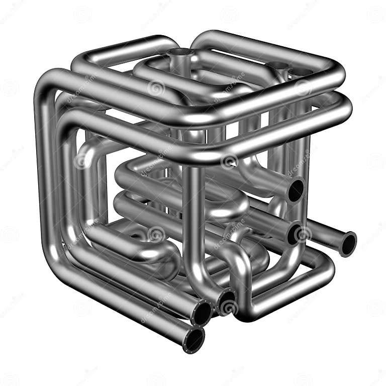 Cube of Pipes on a White Background Stock Illustration - Illustration ...