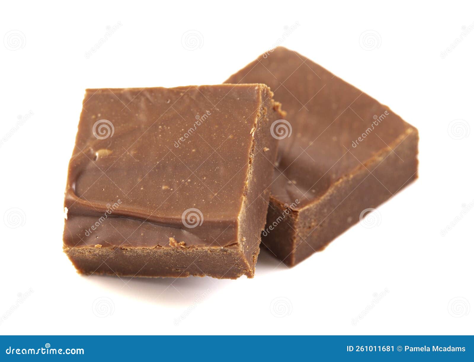 A Cube of Plain Chocolate Fudge Isolated on a White Background Stock ...