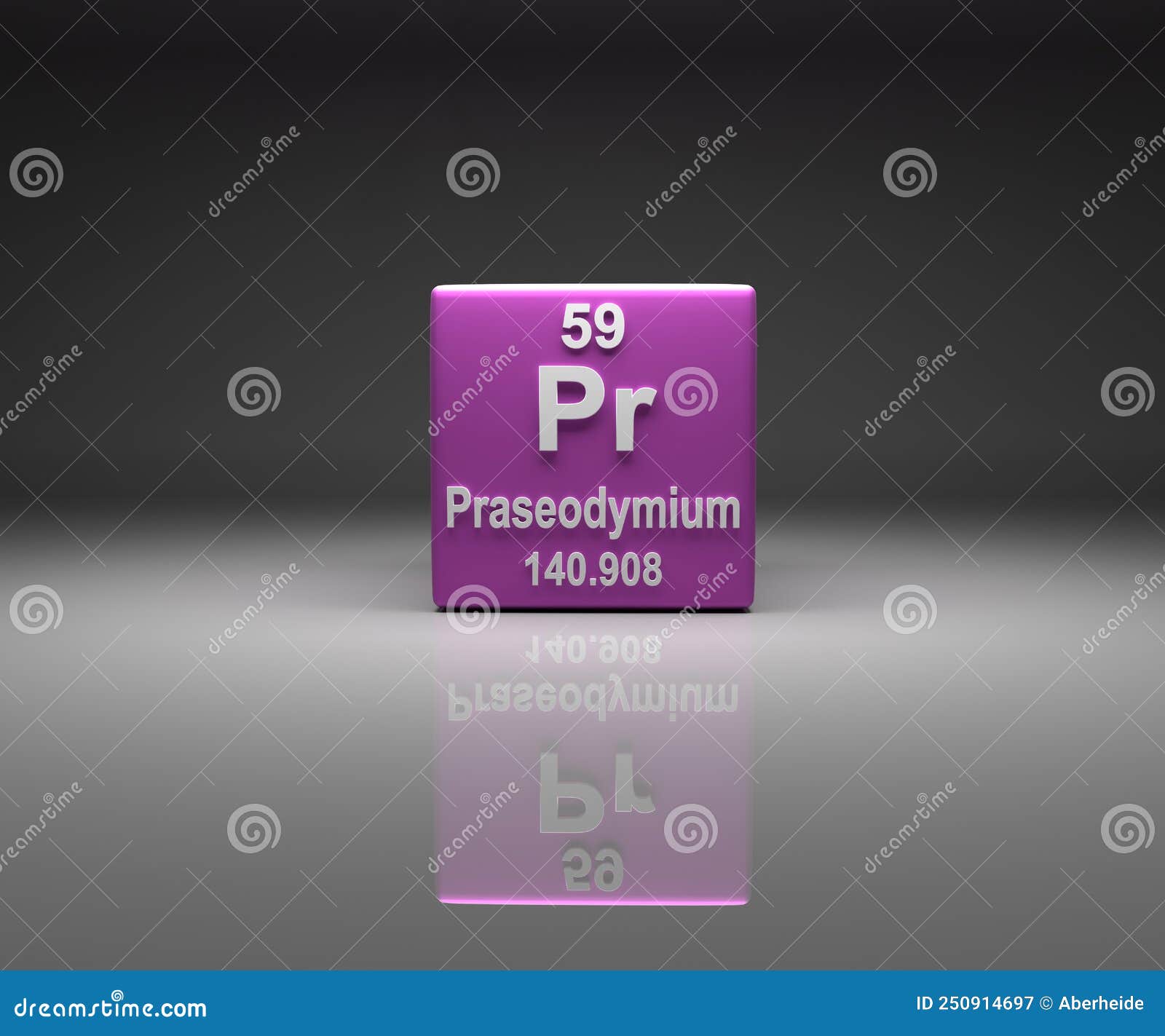 Praseodymium, 3D Rendering Of Symbols Of The Elements Of The Periodic ...