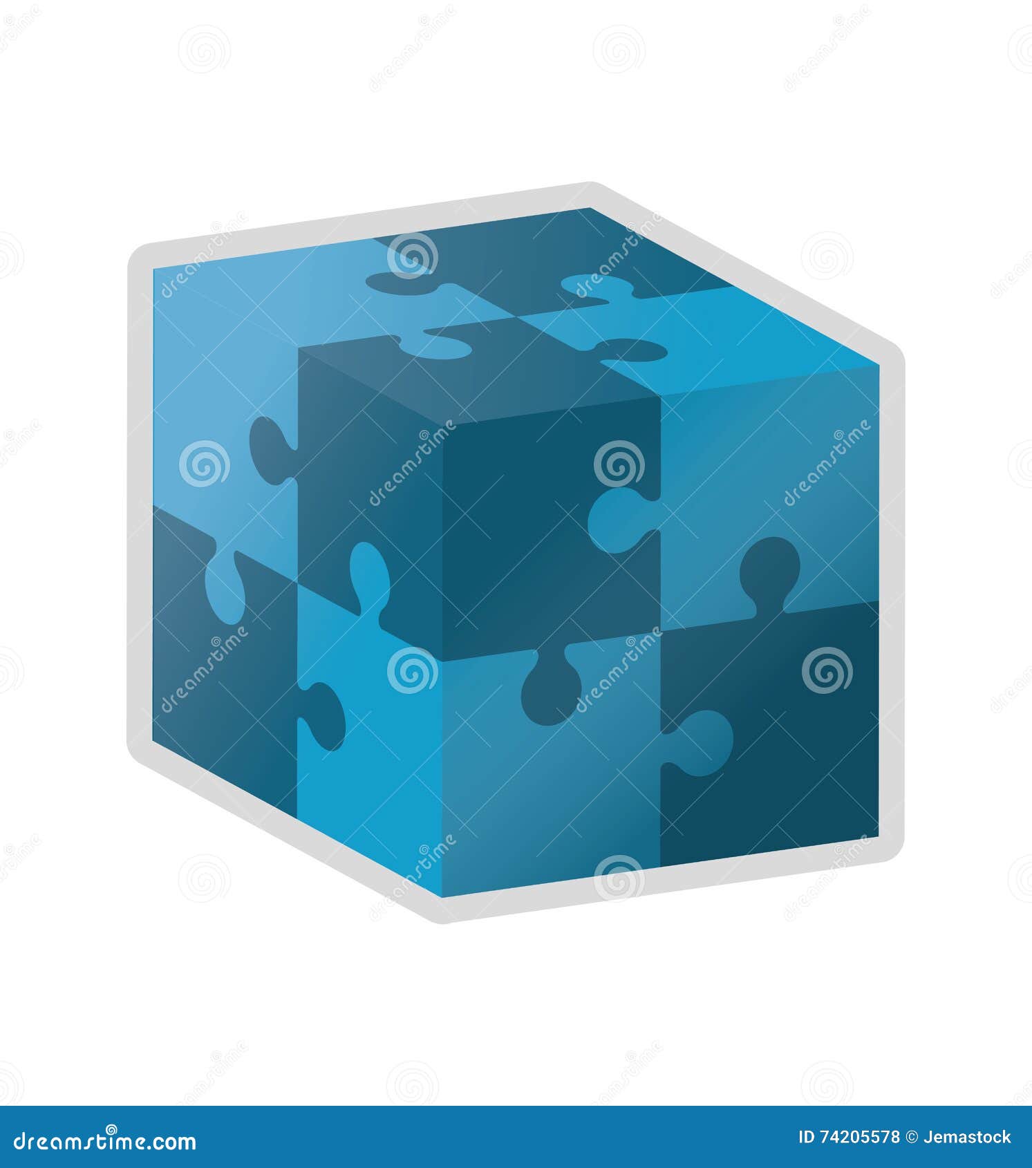 Cube in puzzle piece icon stock illustration. Illustration of element ...