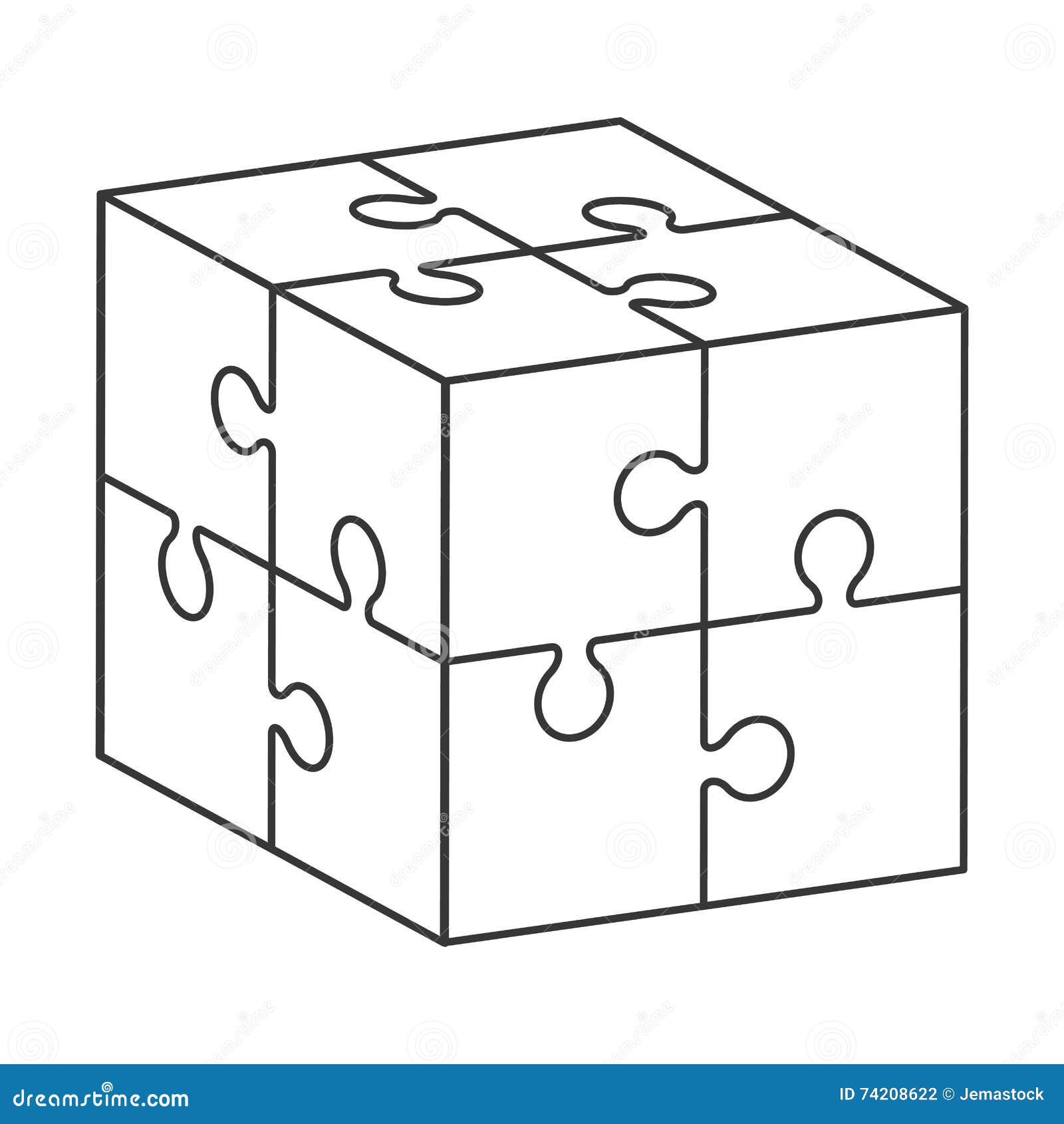 Cube in puzzle piece icon stock illustration. Illustration of season ...