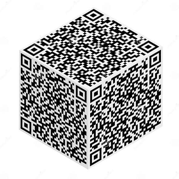 Cube with QR Code Abstract Pattern Stock Illustration - Illustration of ...