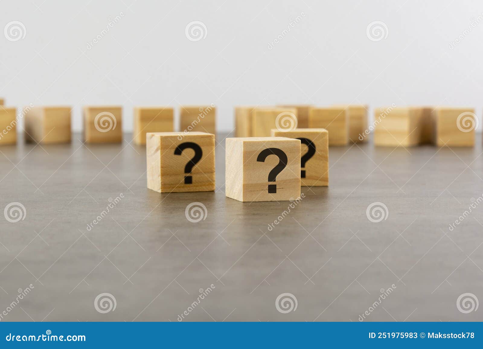 Cube with Question Mark on Wooden Background. Space for Text Stock ...