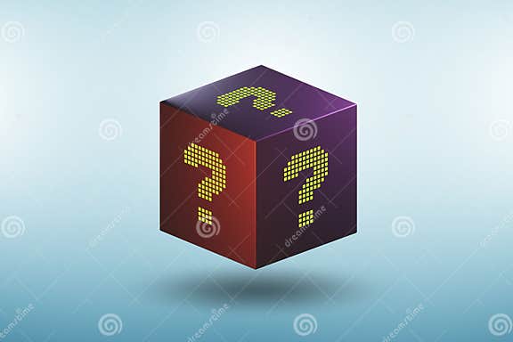 Cube with Question Marks on Its Sides Stock Illustration - Illustration ...