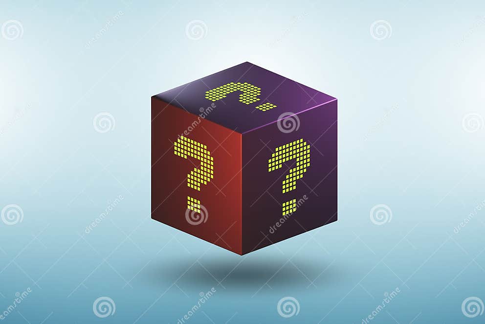 Cube with Question Marks on Its Sides Stock Illustration - Illustration ...