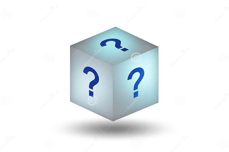 Cube with Question Marks on Its Sides Stock Photo - Image of idea ...