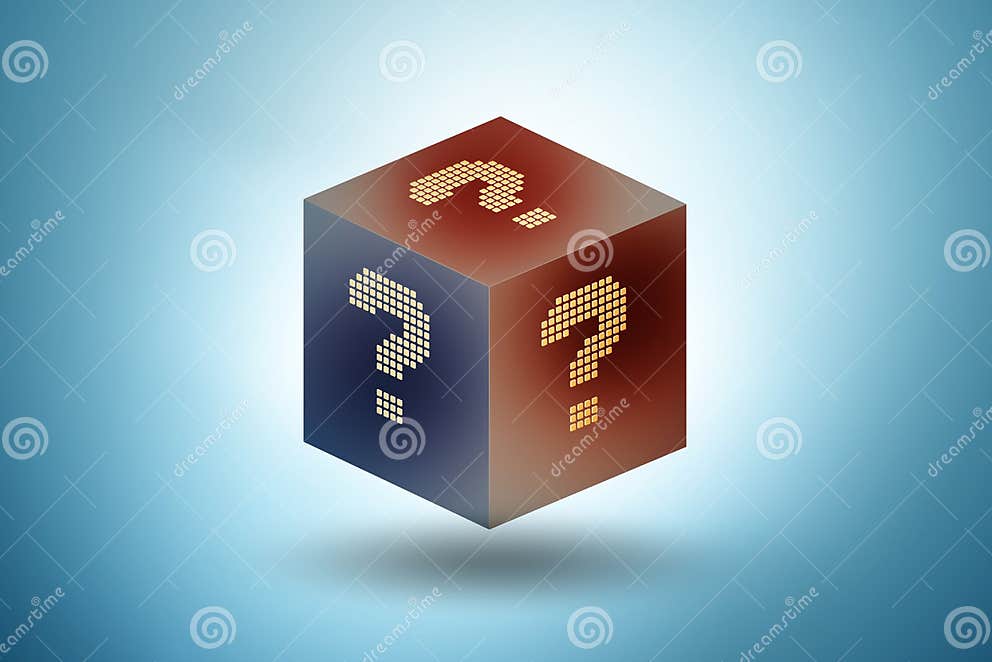 Cube with Question Marks on Its Sides Stock Illustration - Illustration ...
