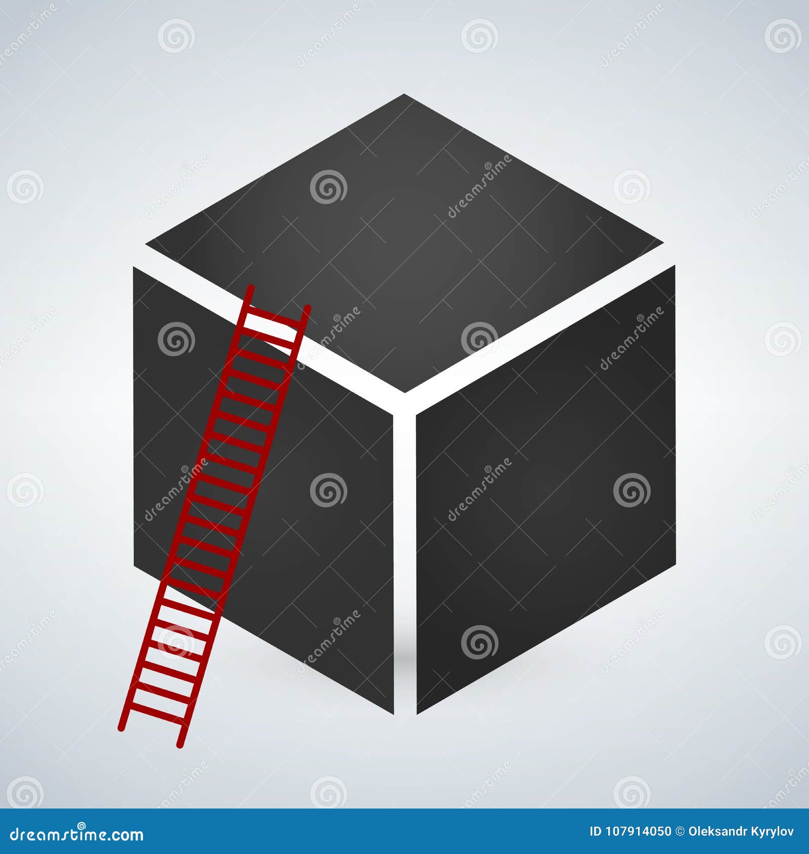 Cube with Red Ladder, Concept Success Stock Illustration - Illustration ...