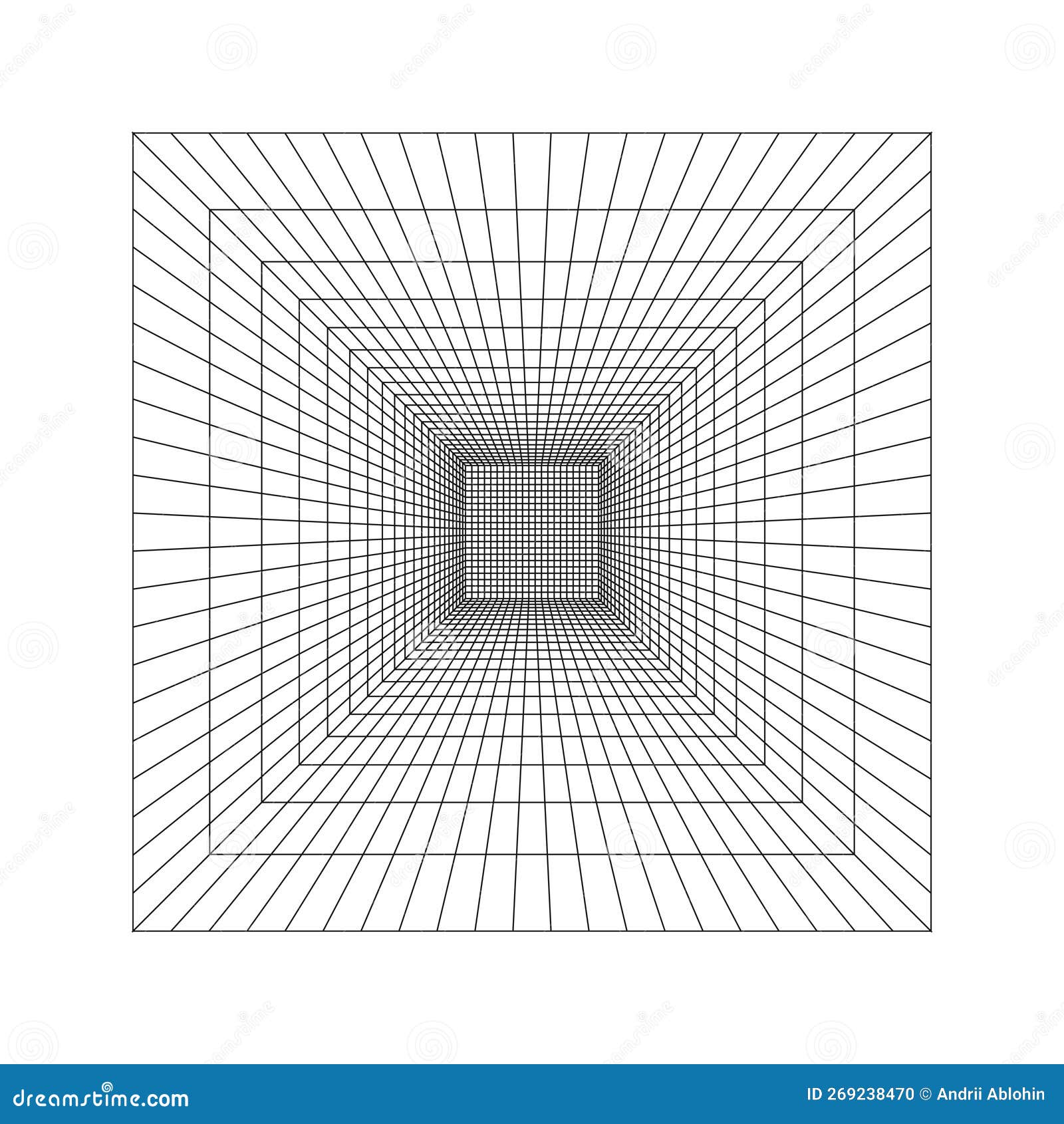 Cube Room, Hallway, Studio or Cyberspace Portal Wireframe in ...