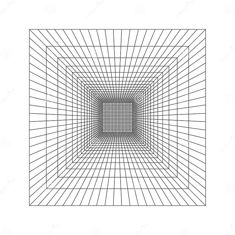 Cube Room, Hallway, Studio or Cyberspace Portal Wireframe in ...