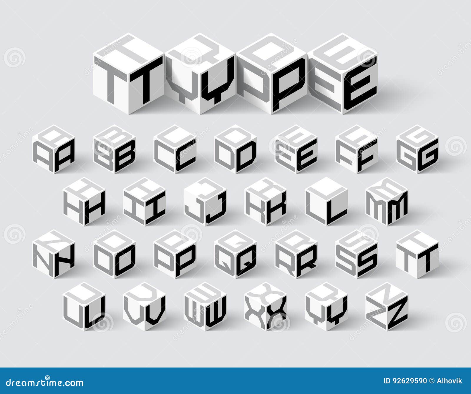Cube Shape 3d Isometric Font Stock Illustration - Illustration of ...