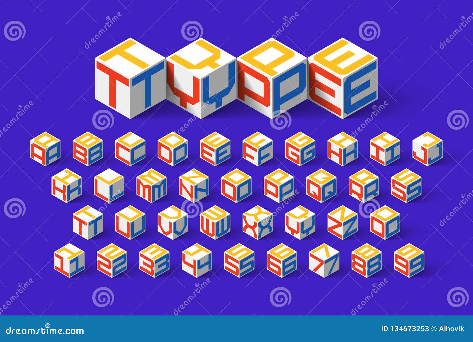 Cube Shape 3d Isometric Font Stock Vector - Illustration of cubical ...