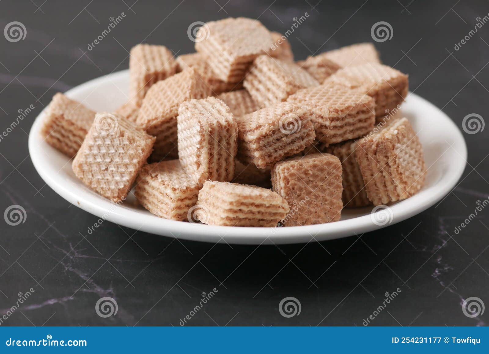 Cube Shape Wafer Biscuit on Plate Stock Image - Image of detail ...