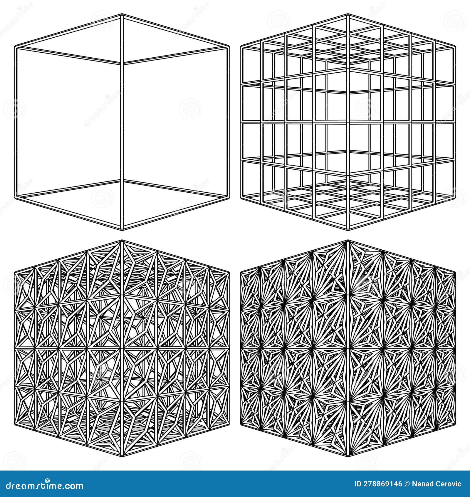 Cube from the Simple To the Complicated Shape Vector. Illustration ...
