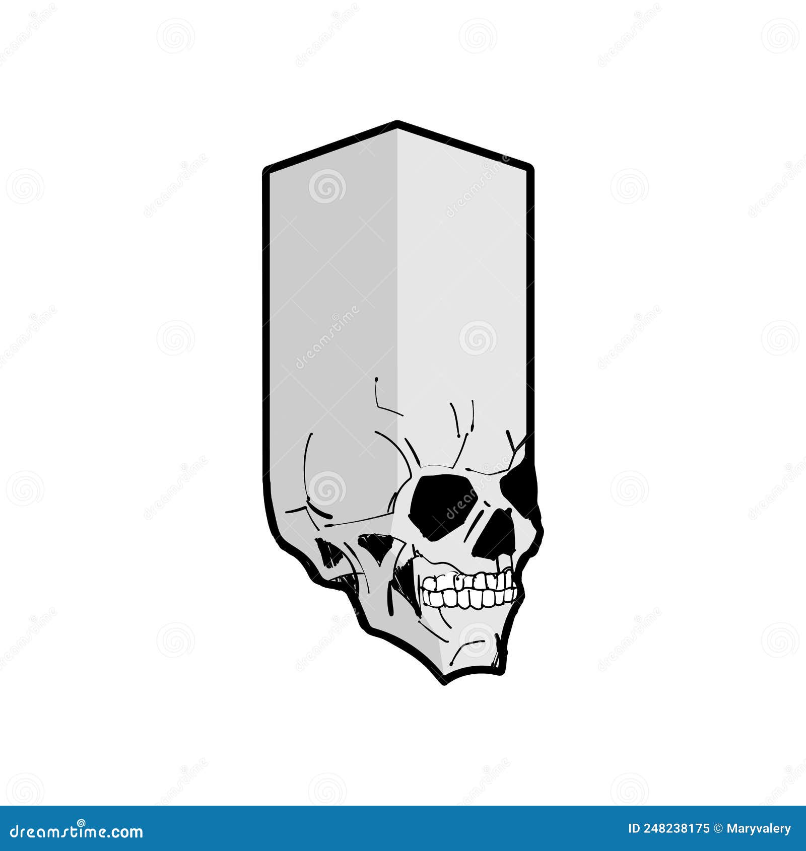 Cube Skull Isolated. Square Skull Vector Illustration Stock Vector ...
