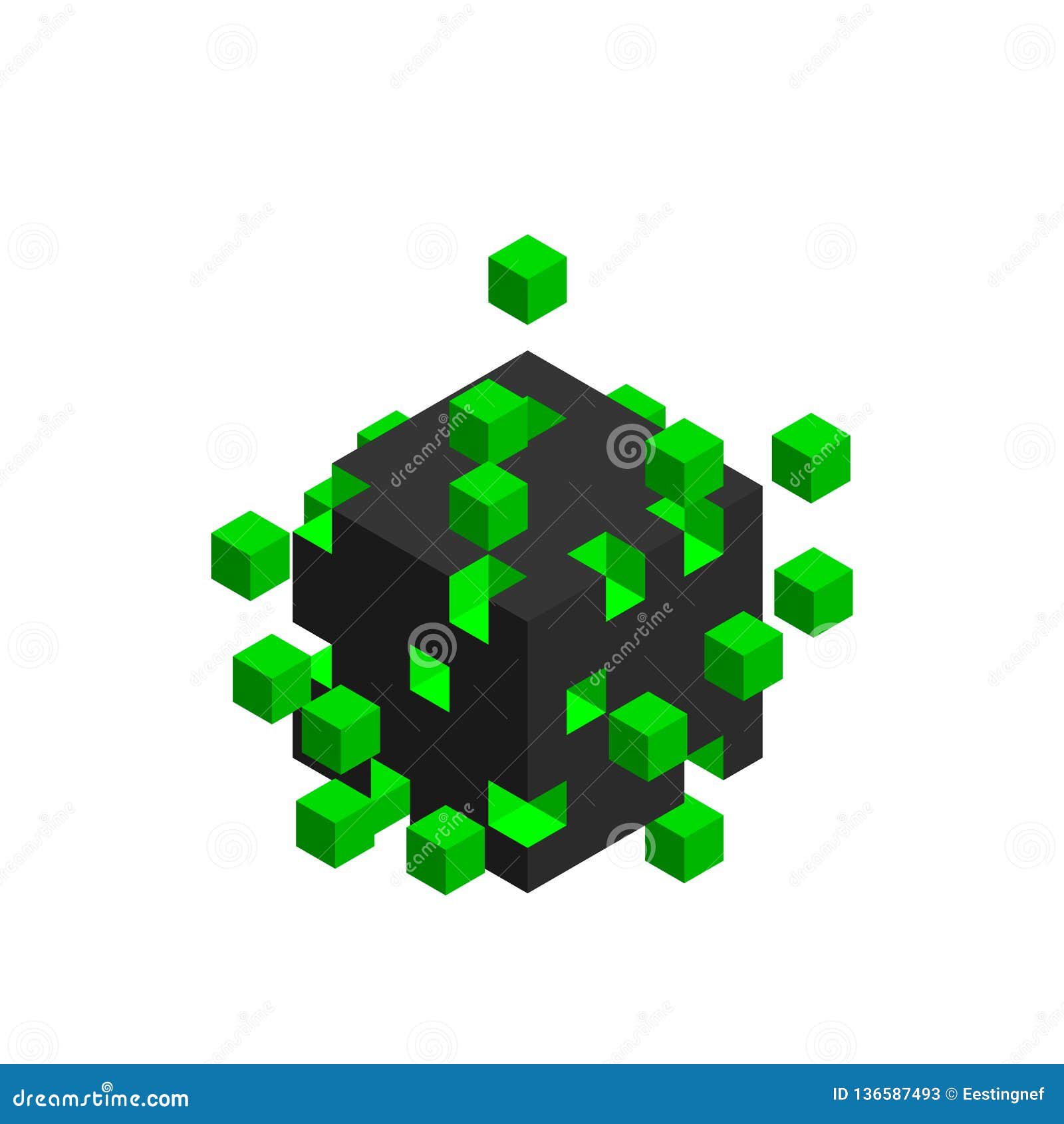 Cube from Small Cubes. Big Data Concept Stock Vector - Illustration of ...