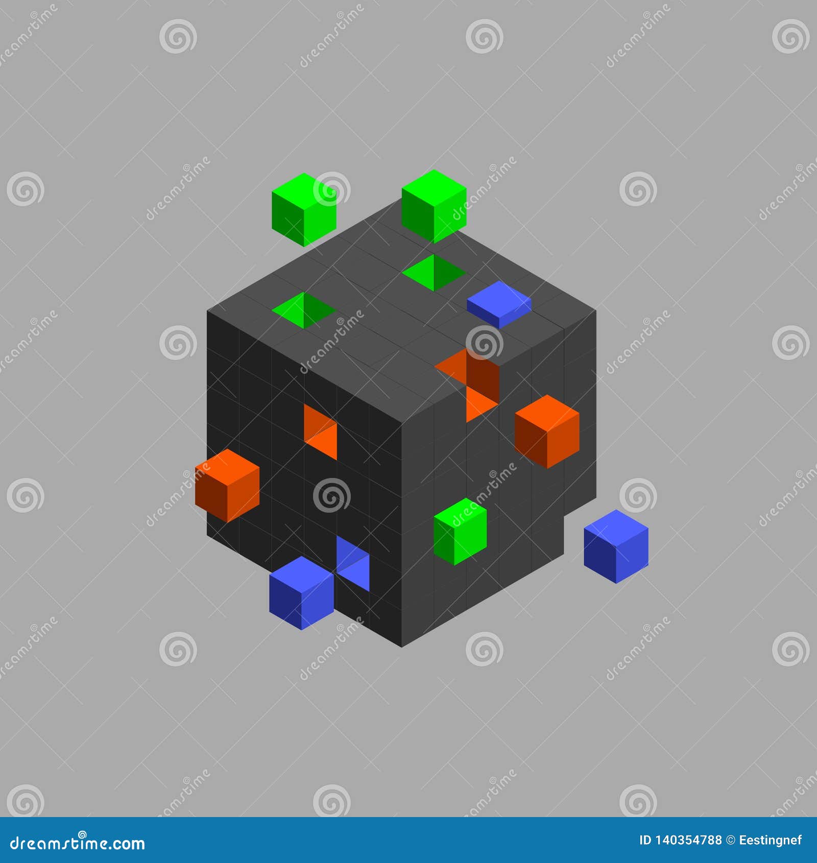 Cube from Small Cubes. Big Data Concept Stock Vector - Illustration of ...