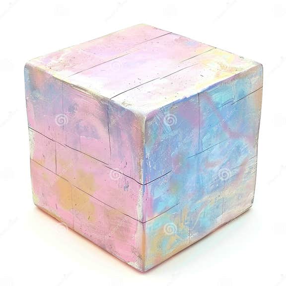 Cube with a Smooth, Pastel-colored Gradient, Presenting a Soft and ...
