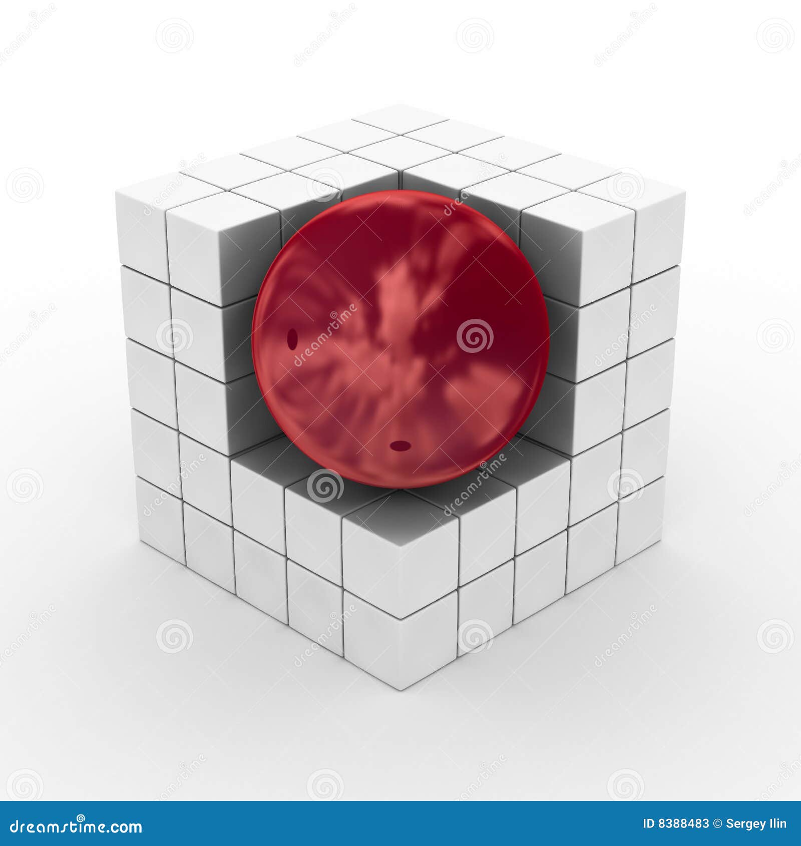 Cube with Sphere on a White Background. Stock Illustration ...