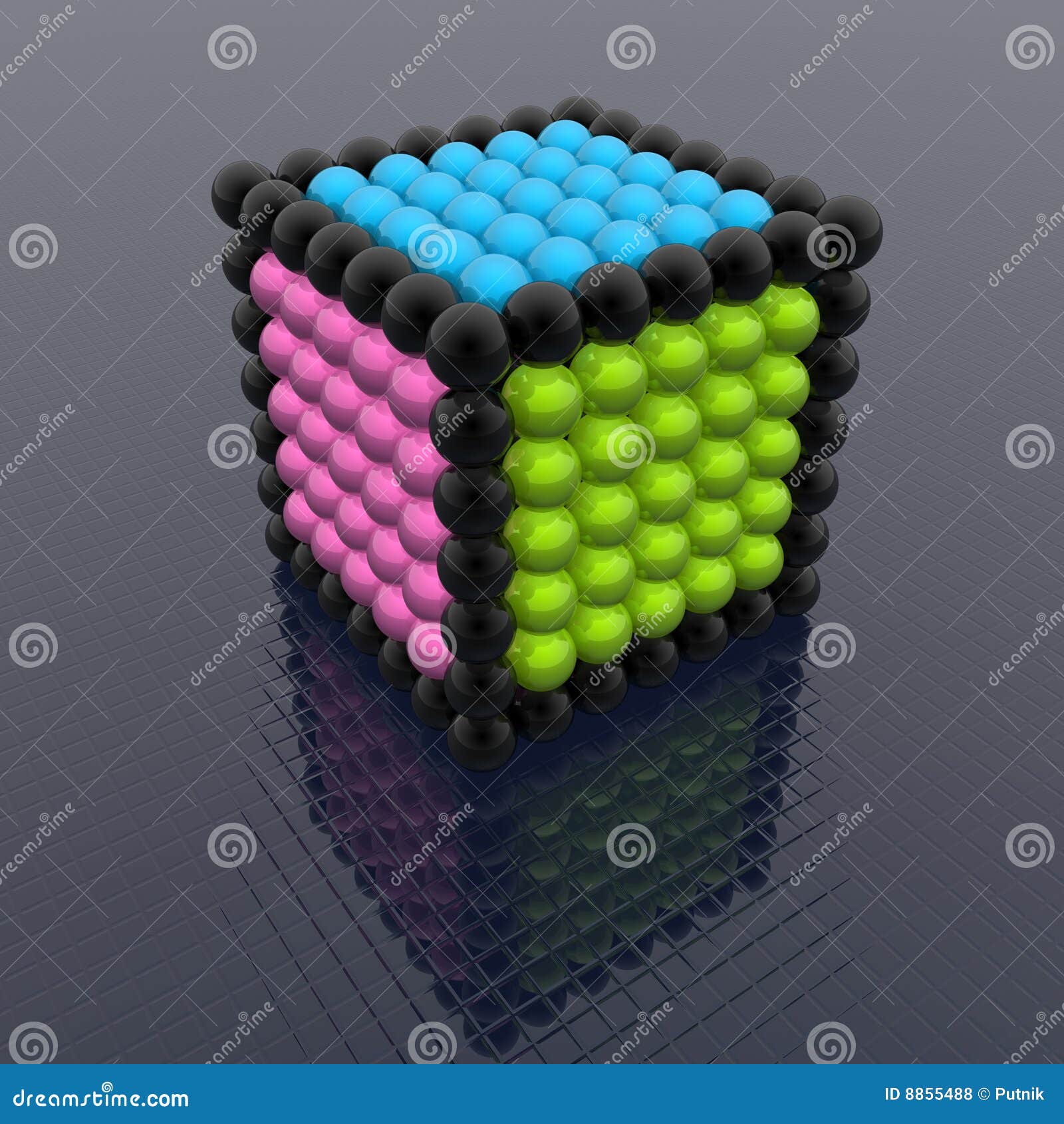 Cube of spheres stock illustration. Illustration of contrasts - 8855488
