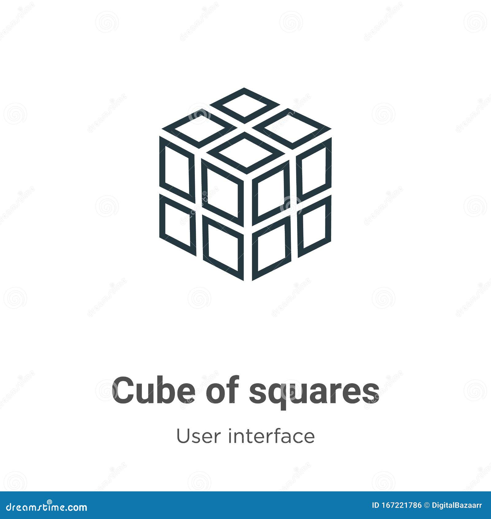 Cube of Squares Outline Vector Icon. Thin Line Black Cube of Squares ...