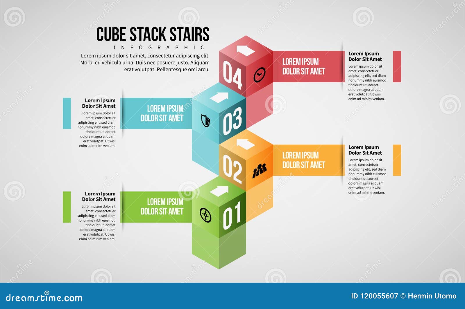 Cube Stack Stairs Infographic Stock Vector - Illustration of design ...