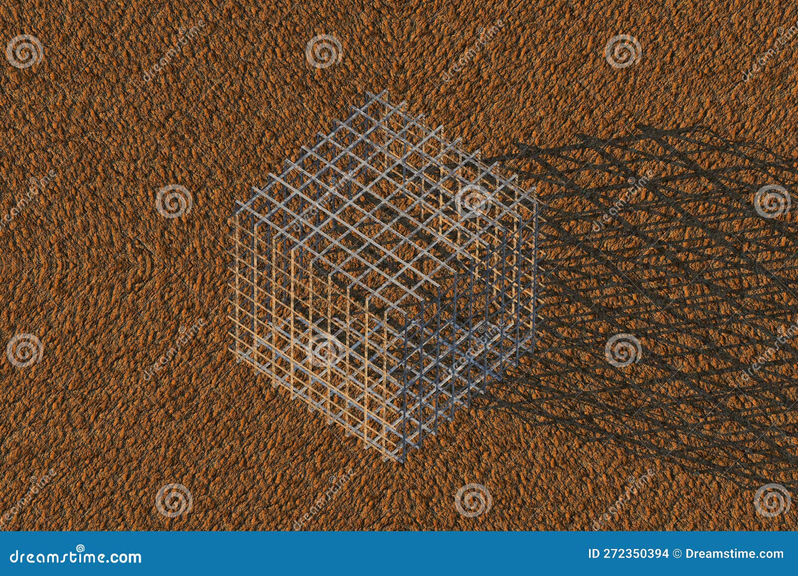 Cube Still Cage Texture Whith Shadow Brown Ground Top 3d Rendering ...