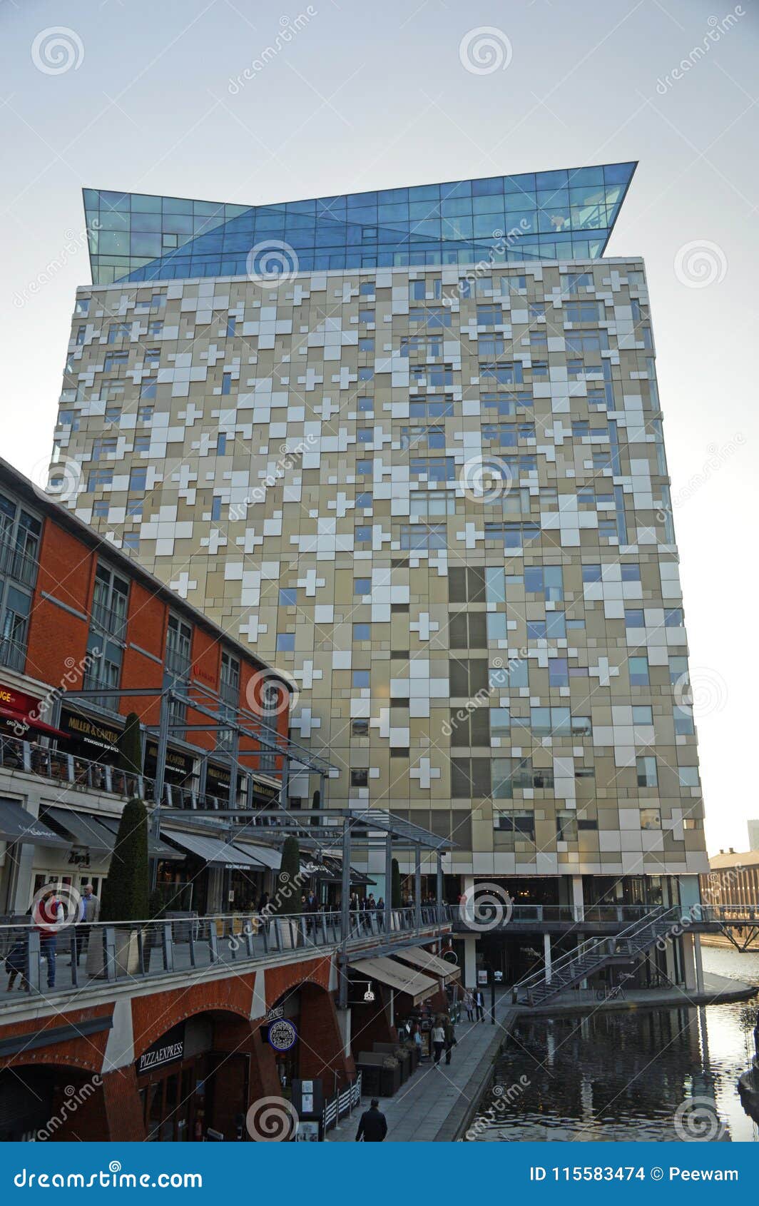 Birmingham, The Cube Futuristic Building Open Roof With Man Floating ...