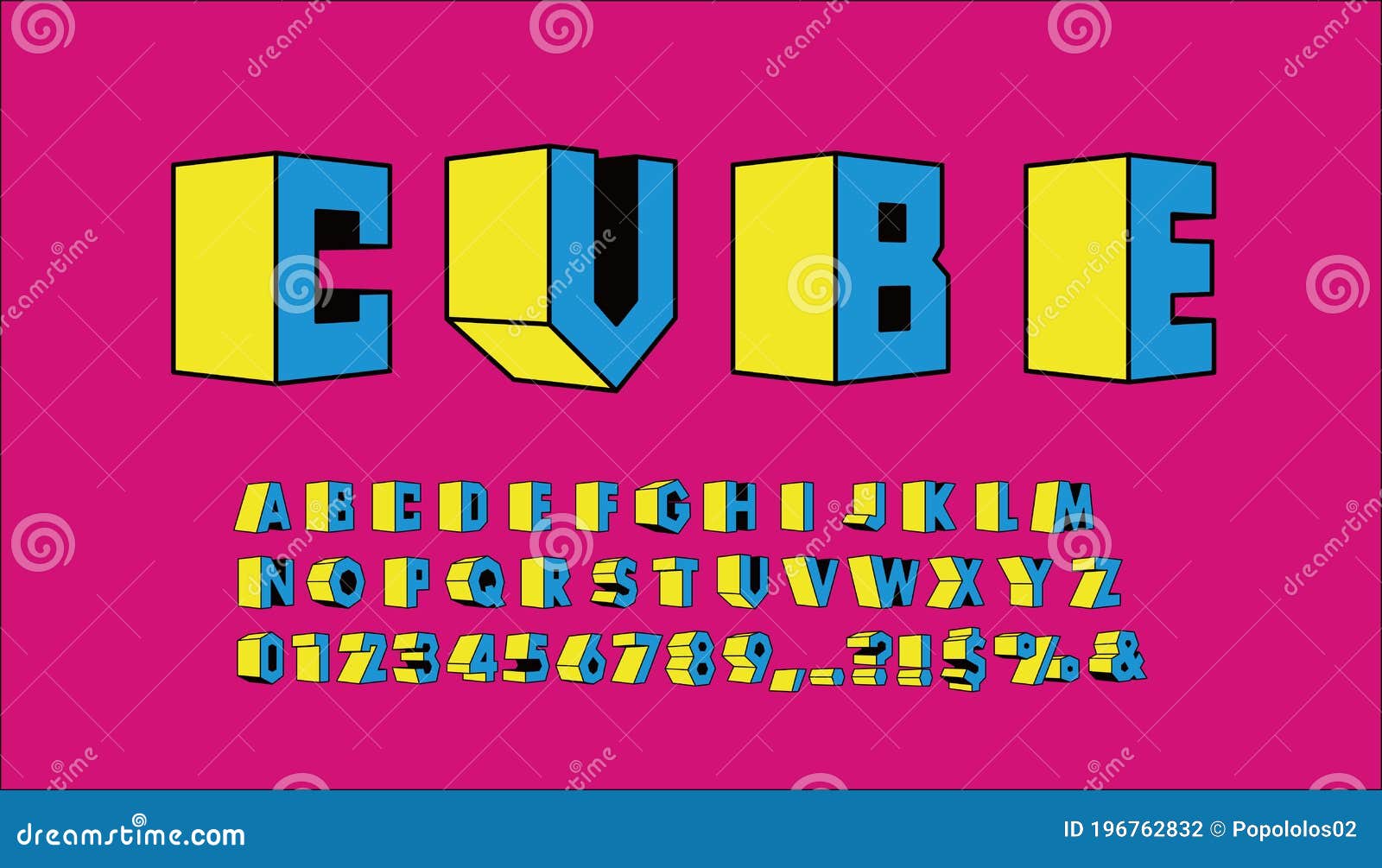 Cube Style Font Design, Alphabet Letters and Numbers, Eps10 Vector ...