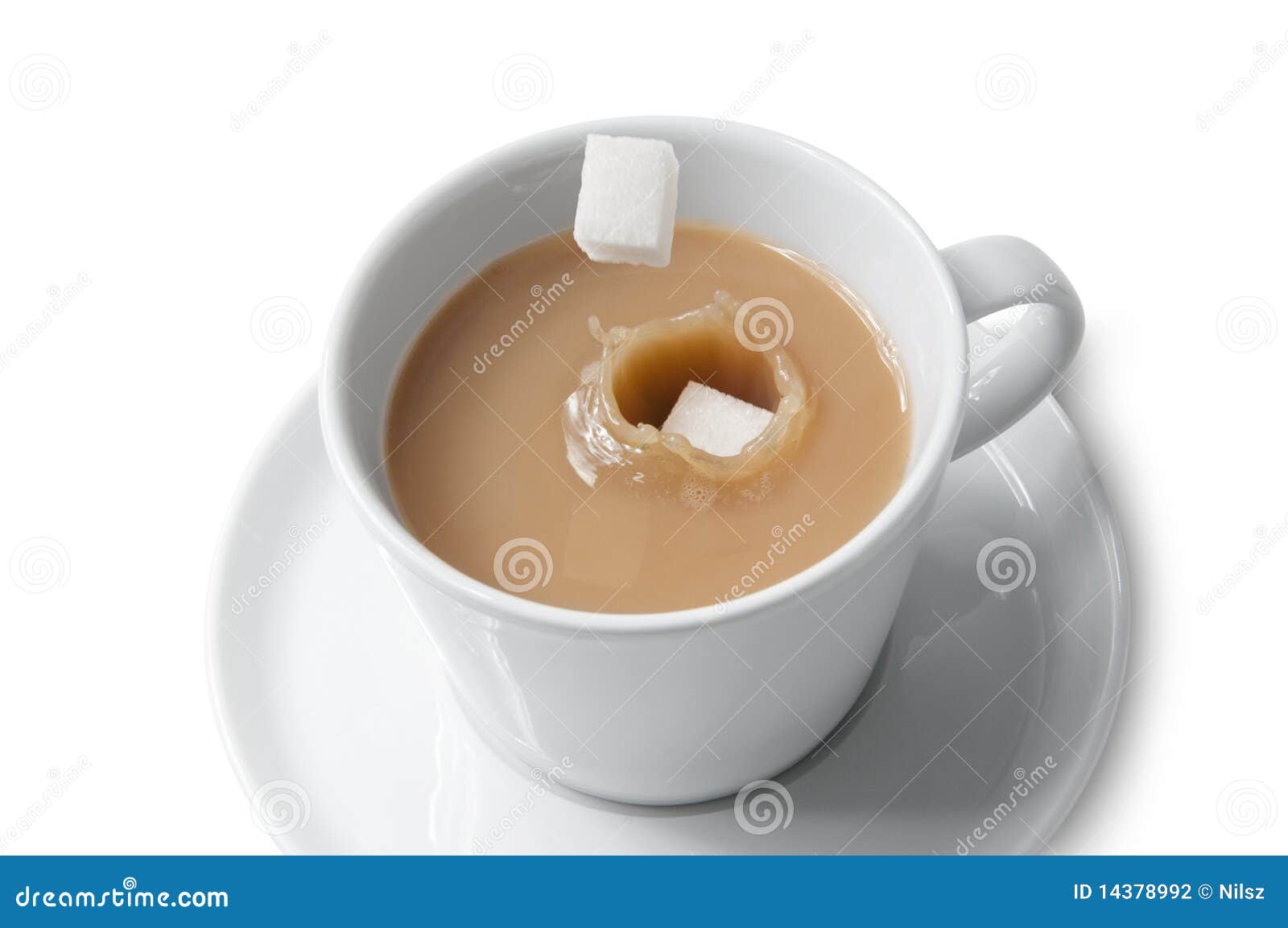 Cube Sugar Dropping Into Cup Of Tea Stock Photo - Image: 14378992