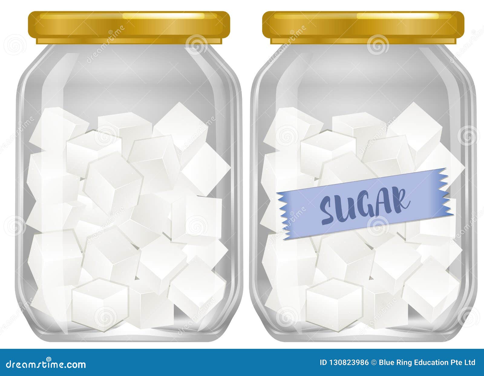 Cube sugar in jar stock vector. Illustration of dessert - 130823986