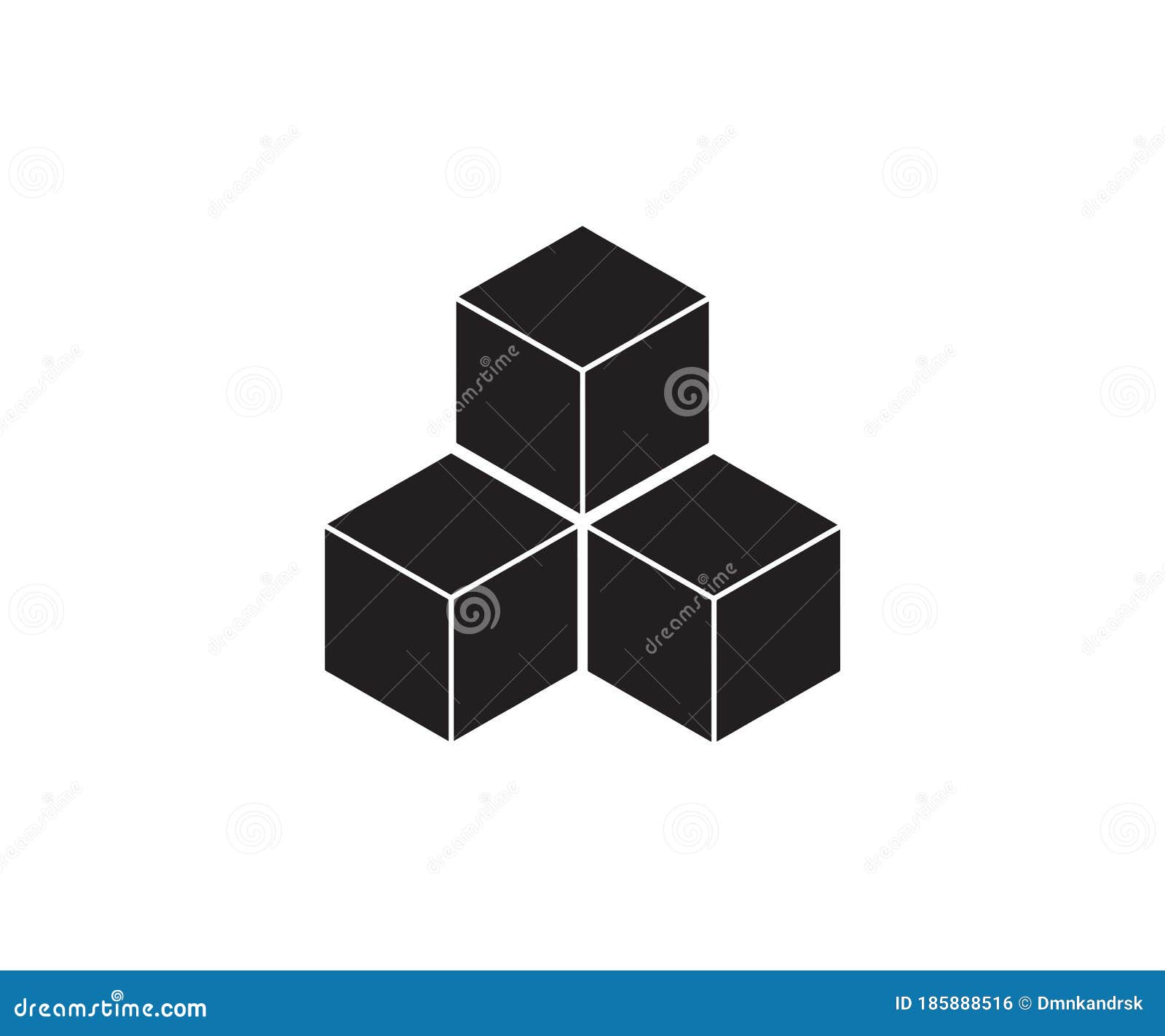 Cube symbol 3d shape block stock vector. Illustration of cube - 185888516