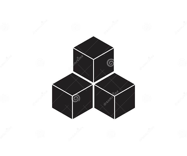 Cube symbol 3d shape block stock vector. Illustration of cube - 185888516