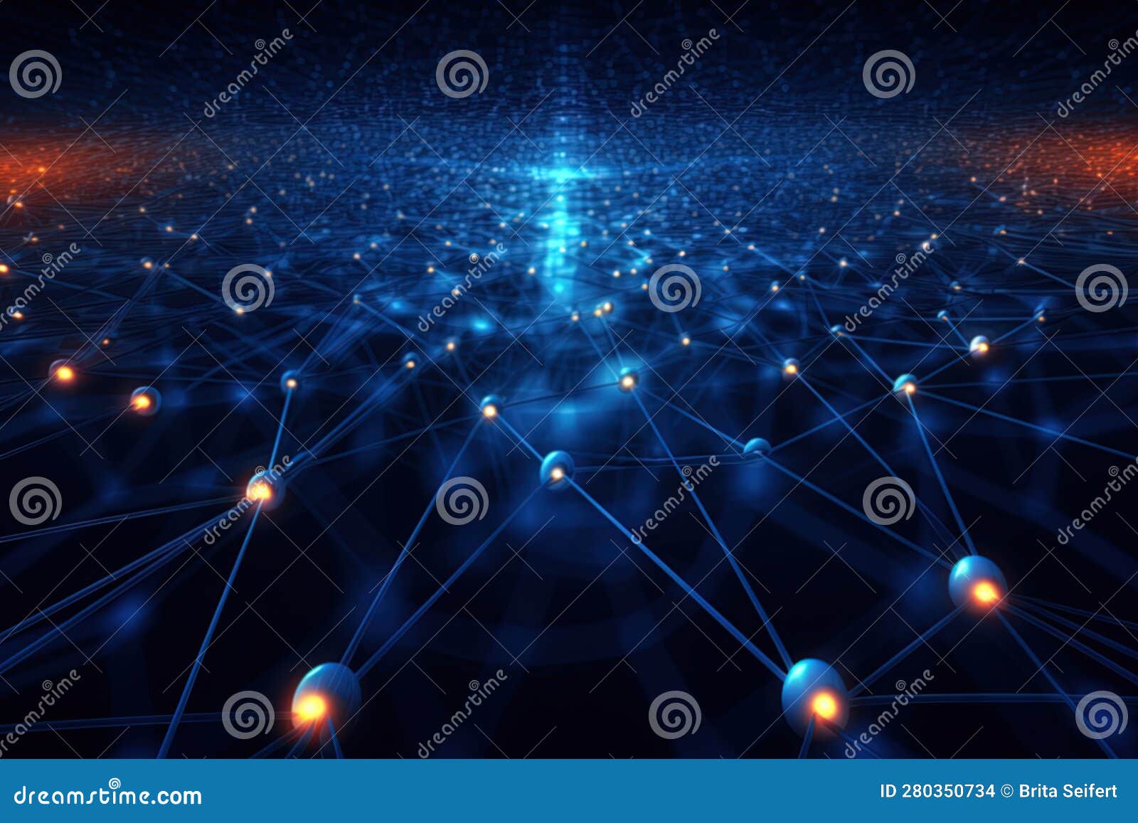 Cube Technology on Converging Point of Circuit with Abstract Blue Background. Blockchain Network ...