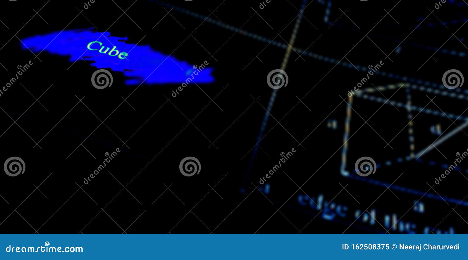 Cube Text Highlighted on Blue Colour at Black Illustrations Background ...