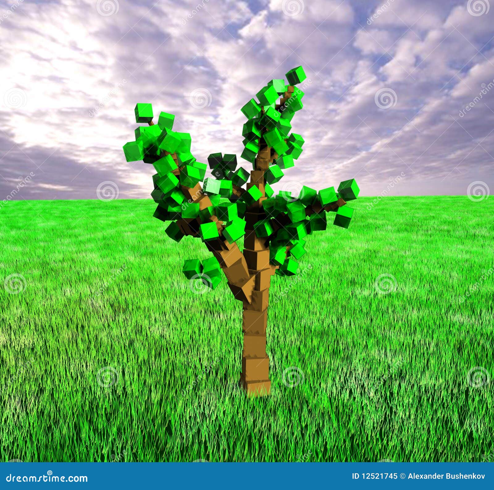 Cube tree stock illustration. Illustration of grass, decor - 12521745