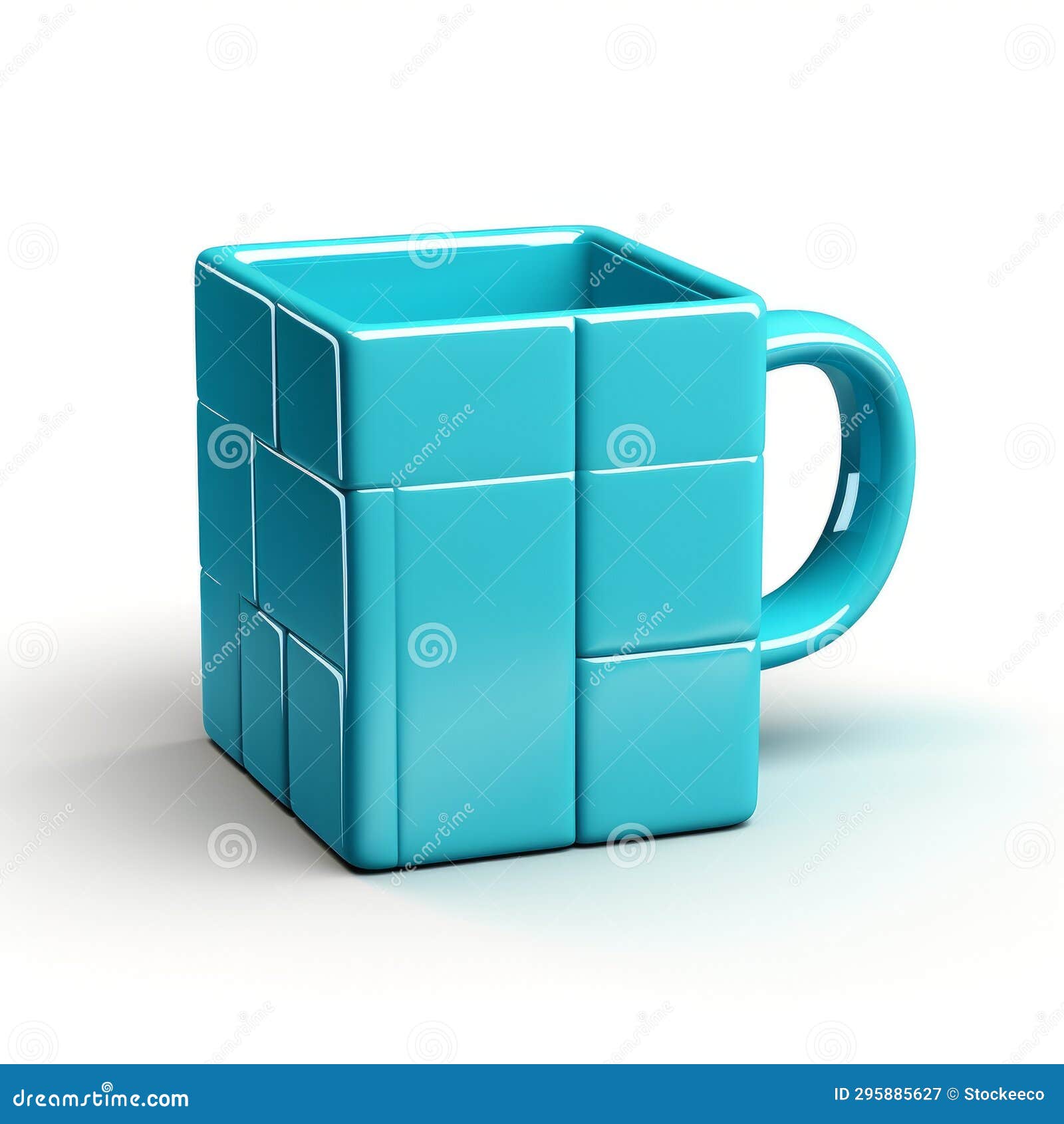 Cube Turquoise Mug - 3d Rendered Blue Ceramic Cup Stock Illustration ...
