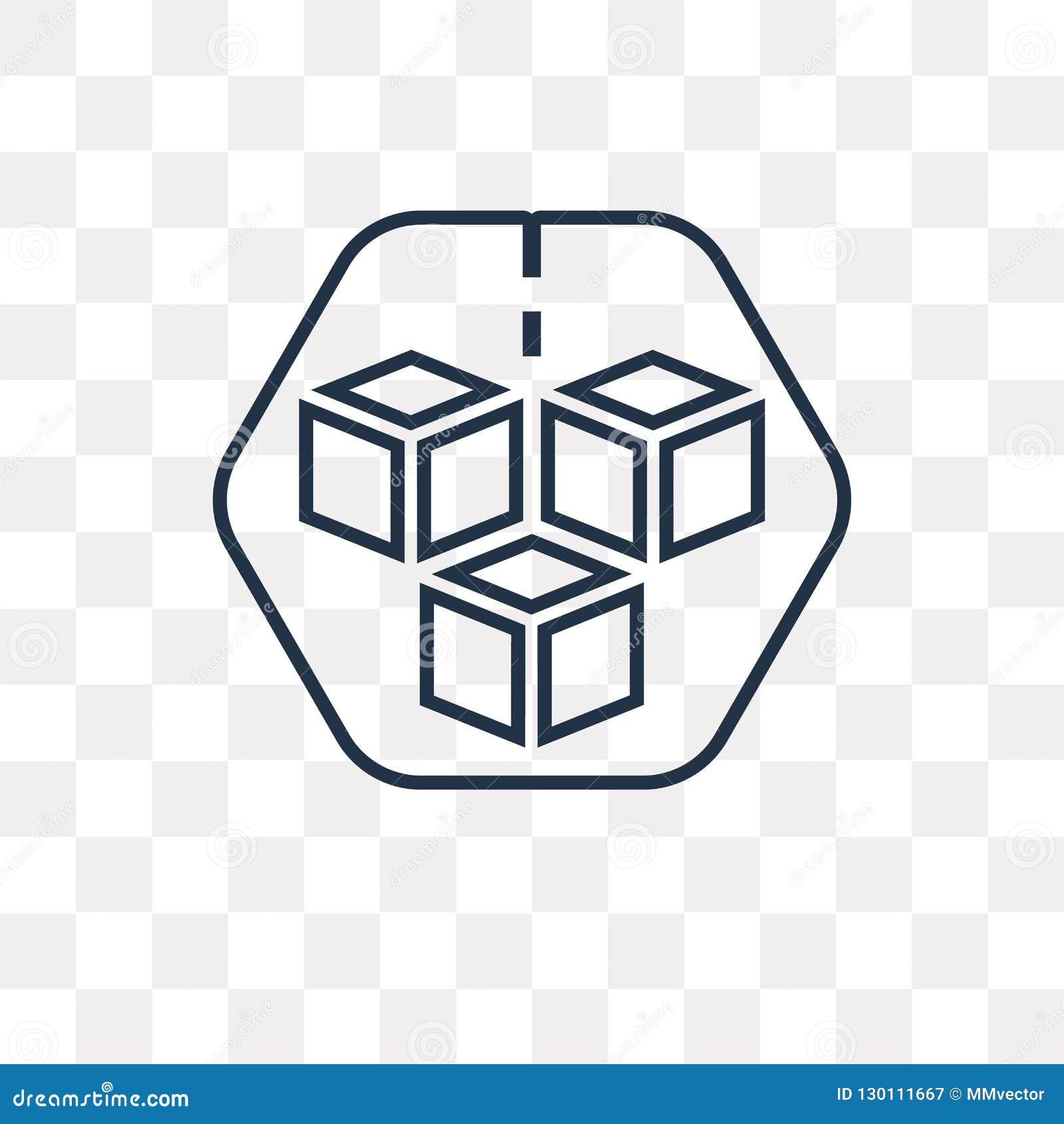 Cube Vector Icon Isolated on Transparent Background, Linear Cube Stock ...