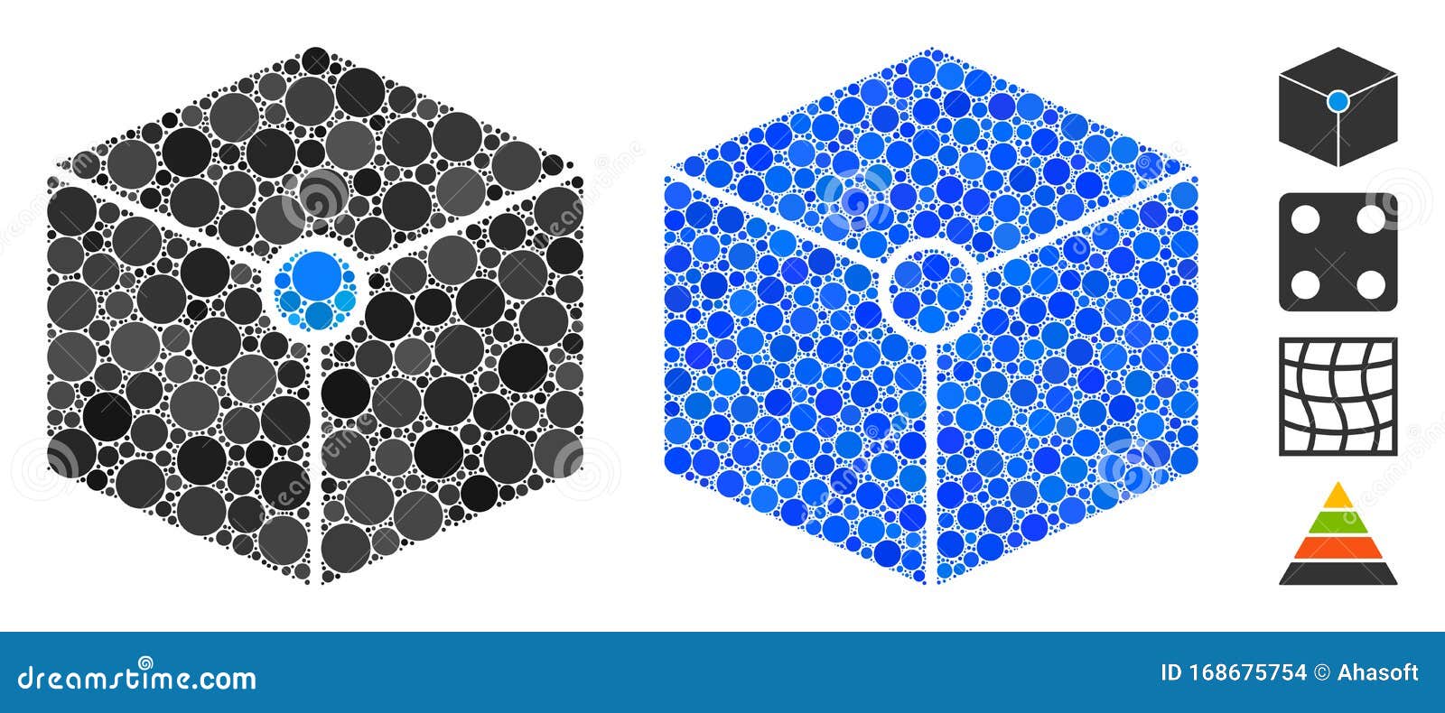 Cube Vertex Composition Icon of Circles Stock Illustration ...